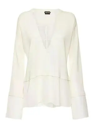 TOM FORD V-neck Long-sleeved Blouse - Neutrals