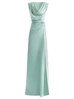 GEMY MAALOUF Cowl-neck Draped Gown - Green