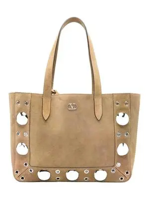 Valentino Garavani Nellcôte Eyelet Studded Shoulder Bag - Neutrals