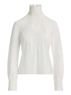 RALPH LAUREN Lace-Embellished Pleated Blouse