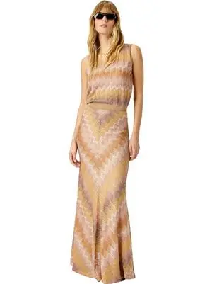 Missoni Viscose Lamé Snake-pattern Long Skirt - Gold Multicoloured