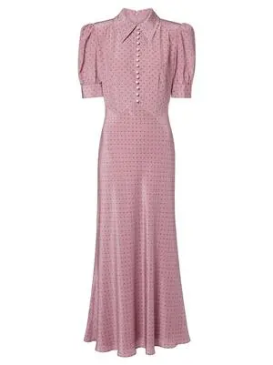 Alessandra Rich Polka-dot Silk Midi Dress - Pink