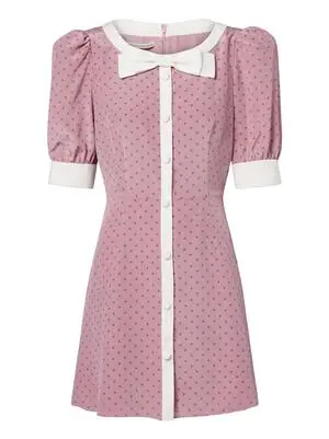 Alessandra Rich Bow-detail Polka-dot Silk Minidress - Pink