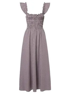 Faithfull The Brand Eudora Gingham Cotton-blend Maxi Dress - Brown