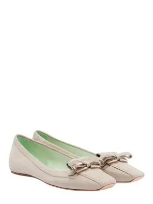 ROGER VIVIER Trompette Suede Ballet Flats - Grey