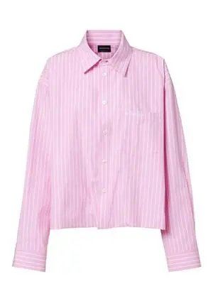 Balenciaga Striped Cotton Poplin Shirt - Pink