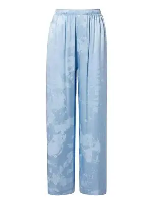Balenciaga Silk Satin Wide-leg Pants - Blue
