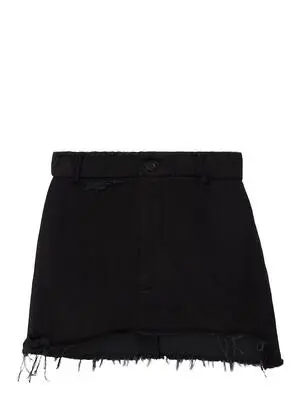 Balenciaga Distressed Denim Miniskirt - Black