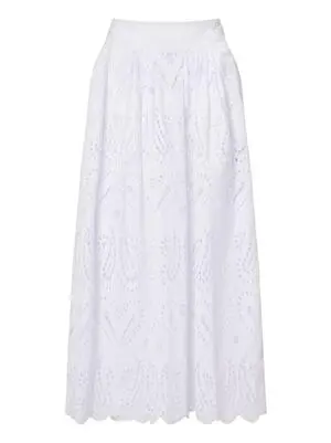 Etro Broderie Anglaise Cotton-blend Midi Skirt - White