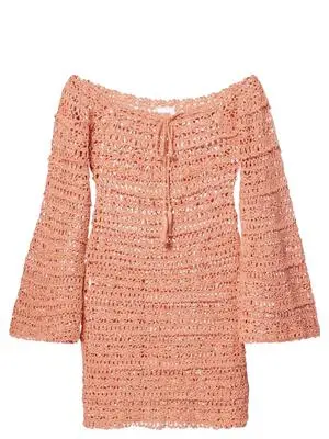 Anna Kosturova Bella Crochet Cotton Mini Dress - Pink