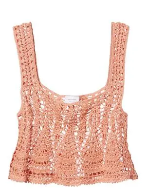Anna Kosturova Cotillion Crochet Crop Top Pink