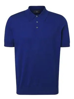 Dunhill Cotton And Silk Polo Shirt - Blue