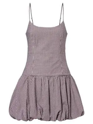 Faithfull The Brand Pelea Gingham Cotton-blend Minidress - Brown