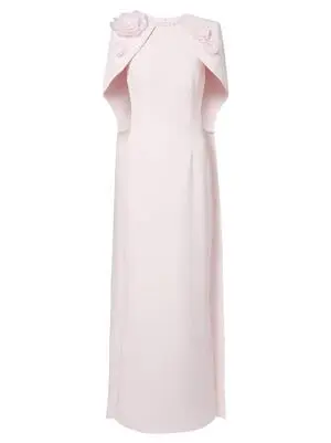 Safiyaa Lennox Floral-appliqué Caped Gown - Pink
