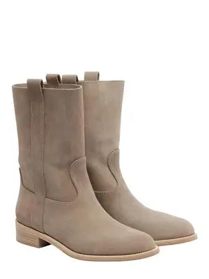AQUAZZURA Cavalière Suede Ankle Boots - Beige