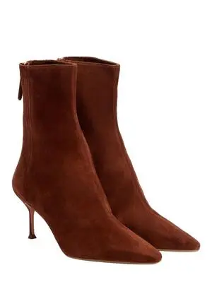 AQUAZZURA Saint Honoré 65 Suede Ankle Boots - Brown