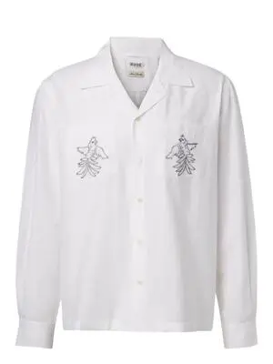 BODE Embroidered Cotton And Silk Shirt - White