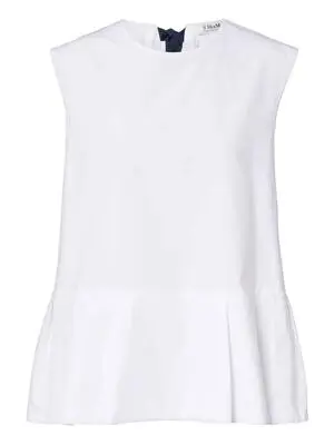 Max Mara Brava Peplum Cotton Poplin Top - White