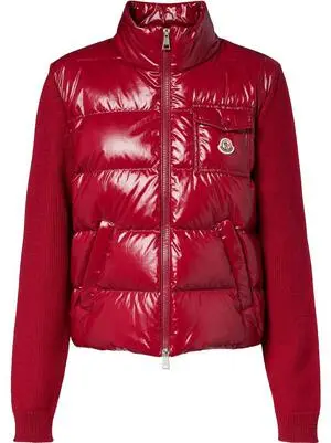Moncler Down-paneled Virgin Wool Cardigan - Red