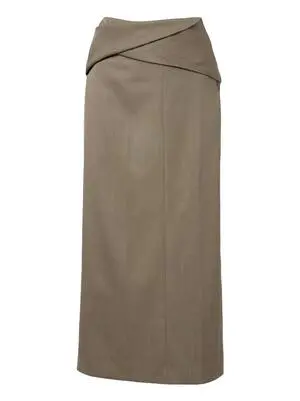 Victoria Beckham Wool-blend Midi Skirt - Green