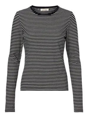 NILI LOTAN Simone Striped Cotton Jersey T-shirt - Black