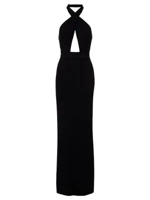 NILI LOTAN Lita Cutout Halterneck Gown - Black