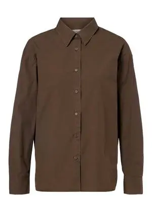NILI LOTAN Amante Cotton Poplin Shirt - Brown