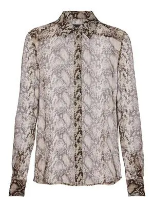 NILI LOTAN Gaia Snake-print Silk Shirt - Brown