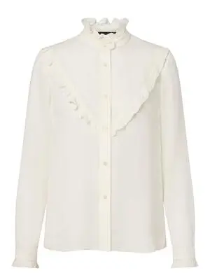 NILI LOTAN Marcela Ruffled Silk Shirt - White