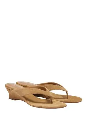Le Monde Beryl Micro Wedge 40 Suede Thong Sandals - Beige