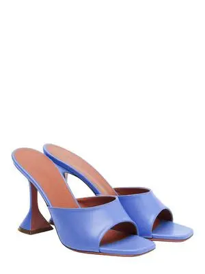 Amina Muaddi Lupita 95 Leather Mules - Blue