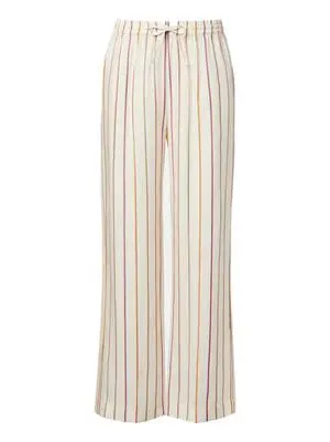 Asceno Aria Striped Straight Pants - White