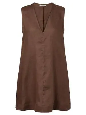 Asceno Derya Linen Minidress - Brown