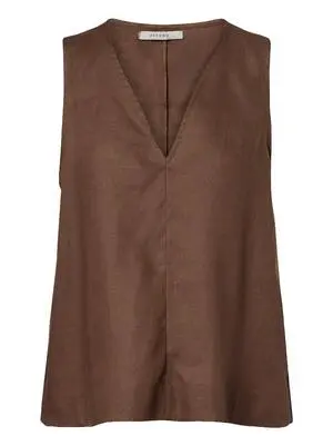 Asceno Linen Top - Brown