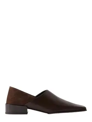 Alaïa Leather And Nubuck Loafers - Brown