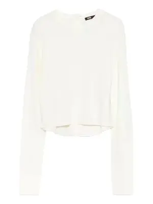 Maje Ribbed Sweater With Bow Detail - Neutrals