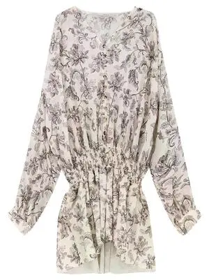 GOLDEN GOOSE Floral-print Button Dress - Neutrals