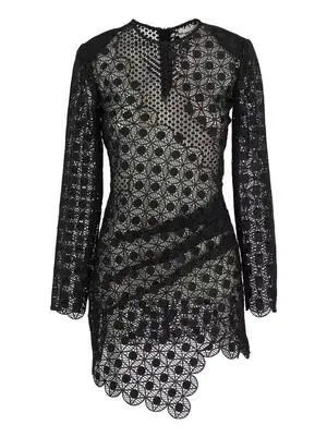 SELF-PORTRAIT Laced Asymmetrical Dress - Black