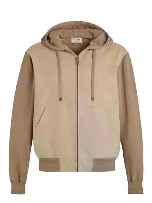 TOD'S Hooded Zip-up Bomber Jacket - Neutrals