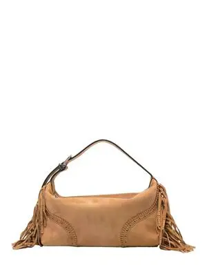 Ermanno Scervino Candy Duffle Fringed Buckle Tote Bag - Brown