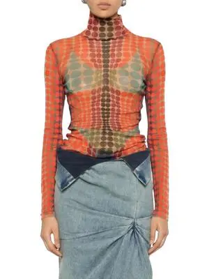 JEAN PAUL GAULTIER Jean Paul Gaultier Long Sleeve Turtleneck Top Red