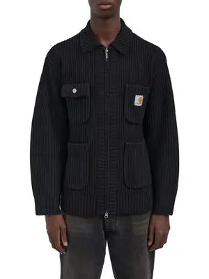 Carhartt Work In Progress Zip Up Sweater With Collared Neck - Black