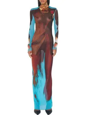 Jean Paul Gaultier Printed Maxi Dress - Multicolor