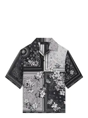 Amiri Bandana Floral Bowling Shirt - Black