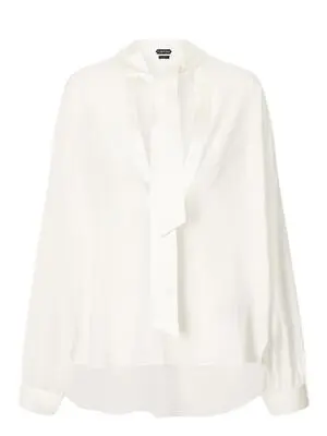 TOM FORD Pussy-bow De Chine Blouse - Off-white