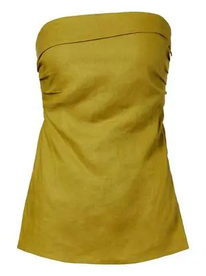 Faithfull The Brand Caen Strapless Linen Top - Green