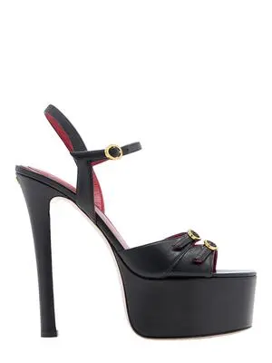 Valentino Garavani Valentino Garavani VLogo Leather Platform Sandals Black