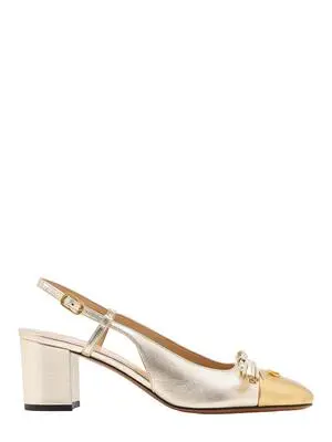 Valentino Garavani Valet Du Roi Leather Slingback Pumps Gold