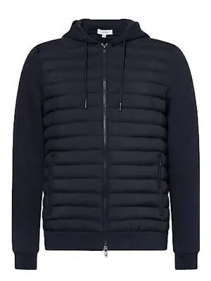 ARNE Hybrid Hooded Quilted Woven Jacket - Navy