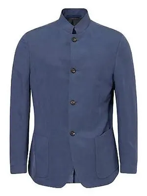 Eleventy Mandarin-collar Linen-blend Jacket - Blue